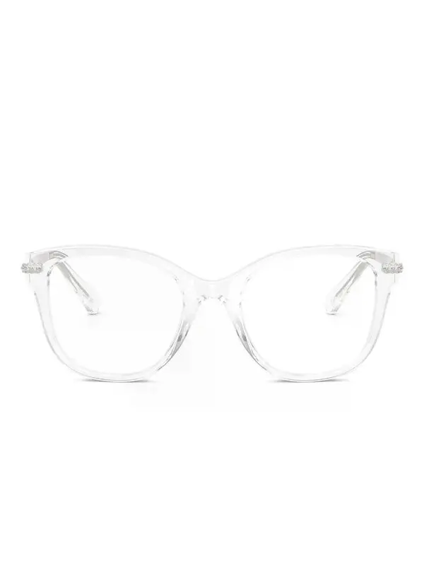SWAROVSKI Crystal Embellished Square Frame Eyeglasses - White