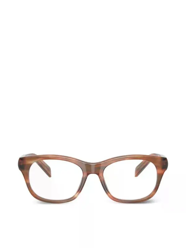 Prada Striped-effect Cat-eye Glasses - Brown
