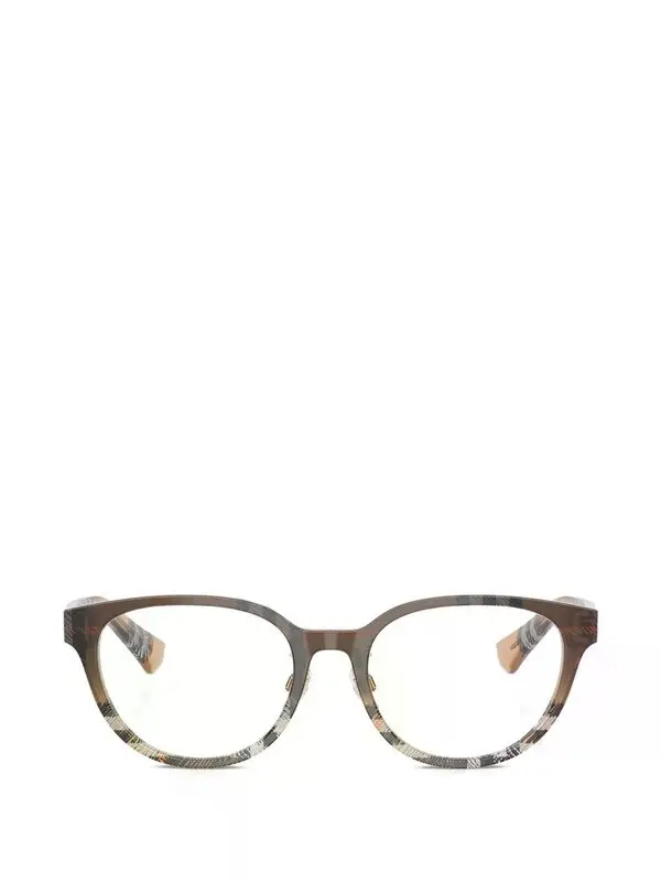 Burberry Check Round Glasses - Brown