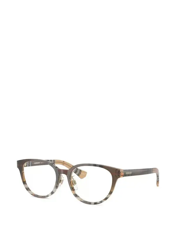 Burberry Check Round Glasses - Brown