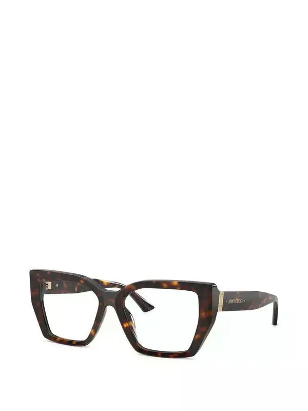 JIMMY CHOO Geometric Frame Acetate Eyeglasses - Brown