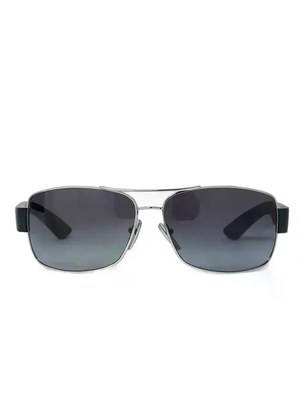 Prada Logo Hinges Square Sunglasses - Silver