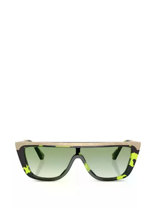 Burberry Check-engraved Shield-frame Sunglasses - Gold