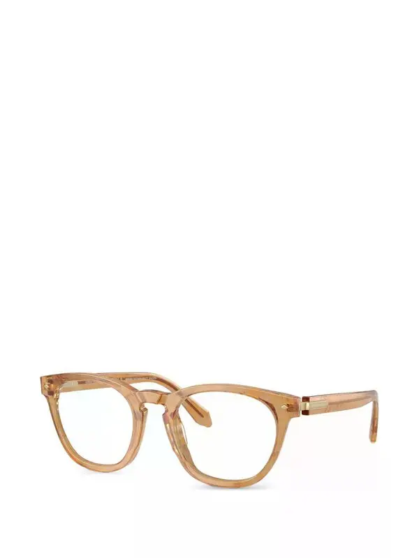 Giorgio Armani Tortoiseshell-effect Round-frame Glasses
