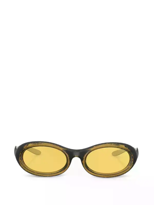 DIESEL® Distressed Oval-frame Sunglasses - Black
