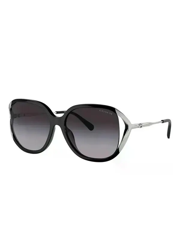 COACH Gradient Lens Round Frame Sunglasses - Black