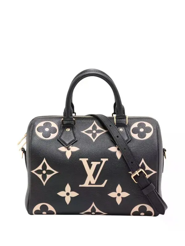 LOUIS VUITTON 2021-2026 Bicolor Monogram Empreinte Giant Speedy Bandouliere 25 Satchel - Black