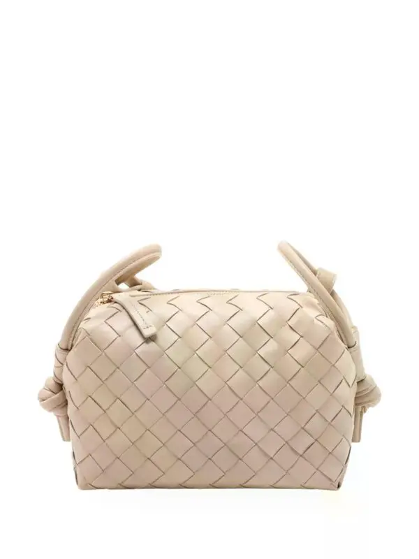 Bottega Veneta Lambskin Intrecciato Loop Top Handle Bag Satchel - Neutrals