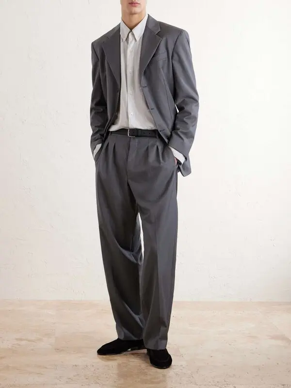 THE ROW Tavel Wide-leg Pleated Wool-fresco Trousers