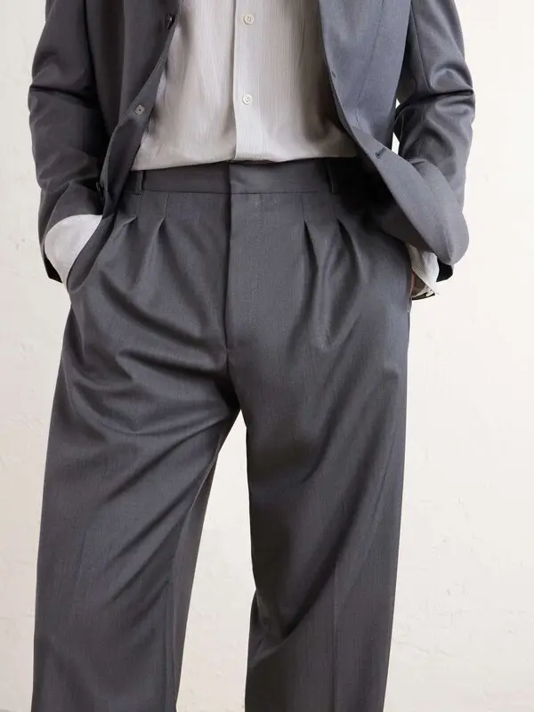THE ROW Tavel Wide-leg Pleated Wool-fresco Trousers