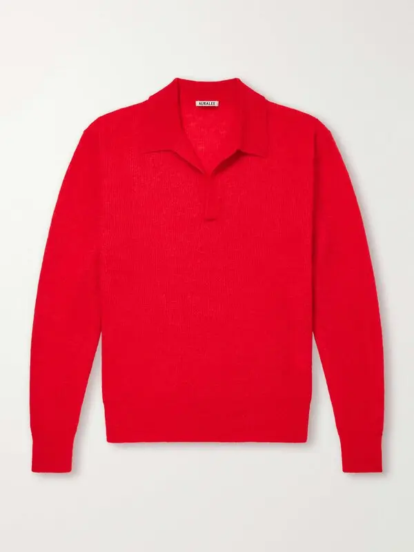 Auralee Alpaca-blend Polo Sweater