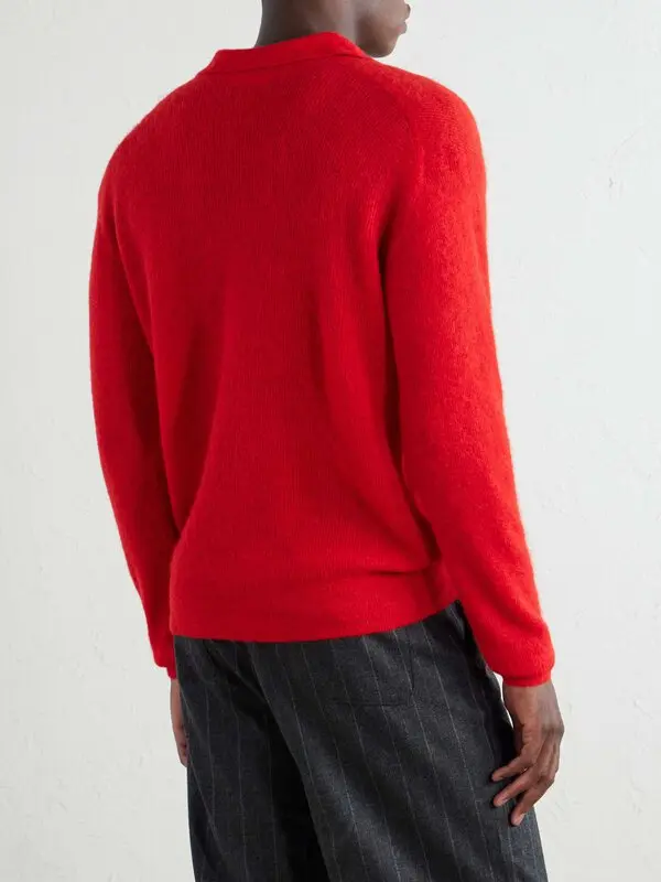 Auralee Alpaca-blend Polo Sweater
