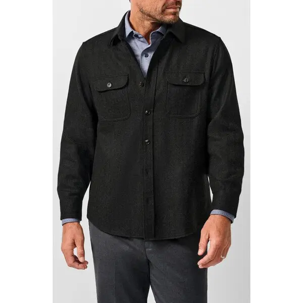 David Donahue Moore Wool Overshirt - Charcoal