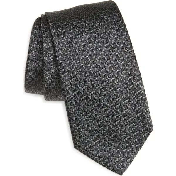FERRAGAMO Chicago Silk Jacquard Tie - Grigio