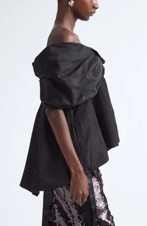 Simone Rocha Off-the-shoulder Gathered Bow Top - Black/black