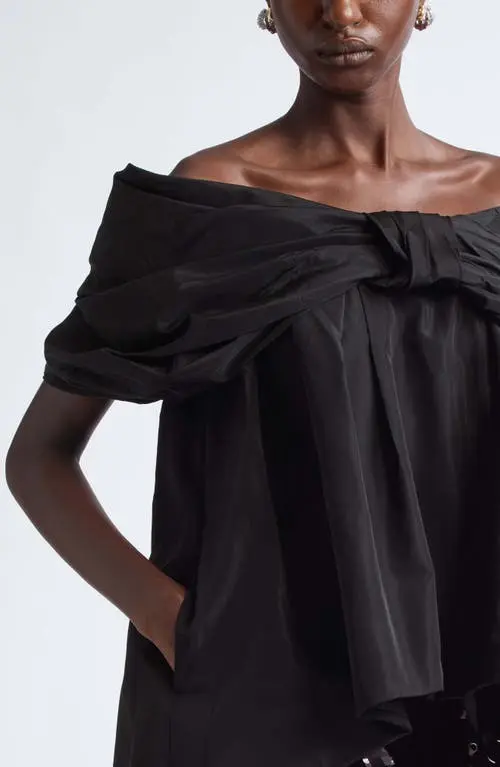 Simone Rocha Off-the-shoulder Gathered Bow Top - Black/black