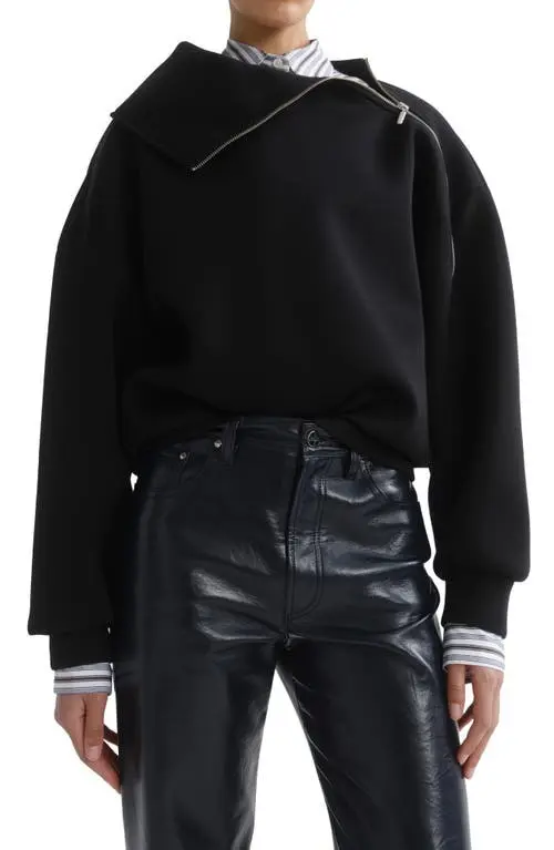 AGOLDE Coyle Asymmetrical Zip Sweatshirt - Black
