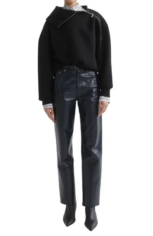 AGOLDE Coyle Asymmetrical Zip Sweatshirt - Black