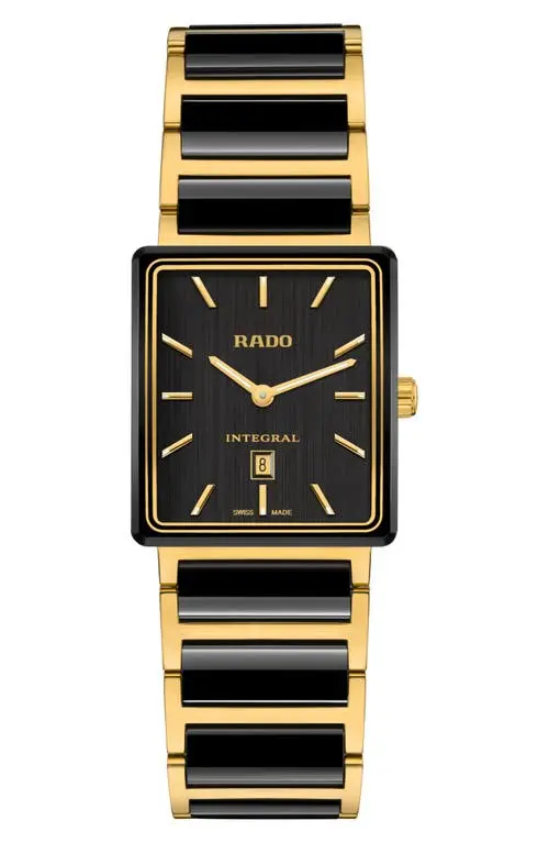 RADO Integral Ceramic Bracelet Watch - Black Vertical Brushed