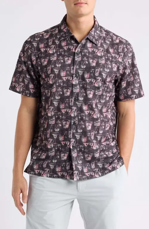 Tommy Bahama Bahama Coast Mai Tai-dye Short Sleeve Button-up Shirt - Licorice