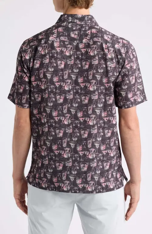 Tommy Bahama Bahama Coast Mai Tai-dye Short Sleeve Button-up Shirt - Licorice