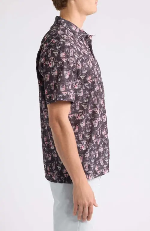 Tommy Bahama Bahama Coast Mai Tai-dye Short Sleeve Button-up Shirt - Licorice