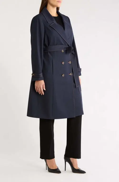 TAHARI ASL Double-breasted Denim Trench Coat
