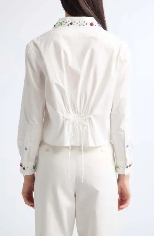 BODE Button Jar Embellished Cotton Shirt - White Multi