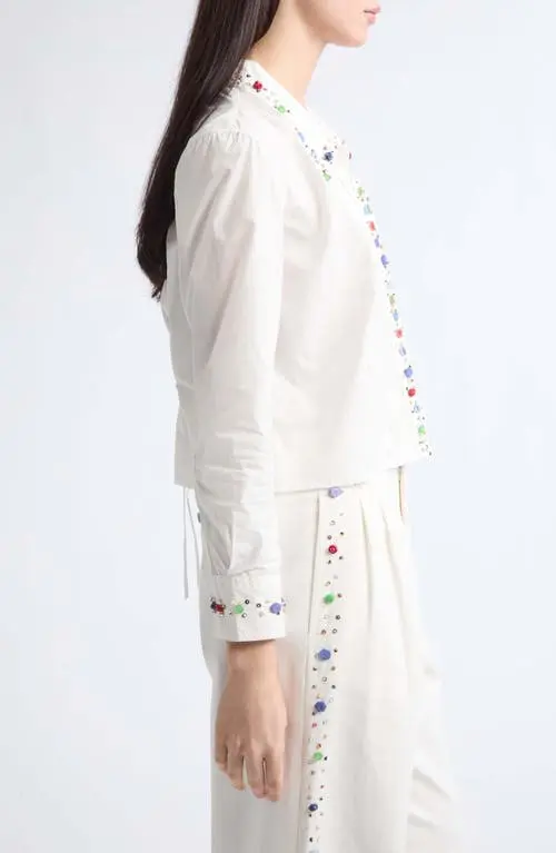 BODE Button Jar Embellished Cotton Shirt - White Multi