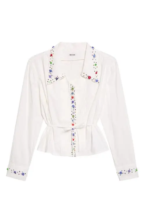 BODE Button Jar Embellished Cotton Shirt - White Multi