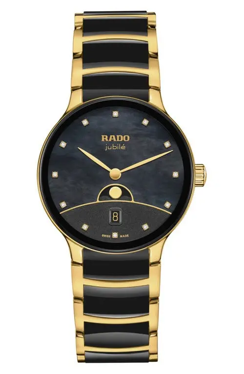 RADO Centrix Diamond Mother Of Pearl Bracelet Watch - Black Mop