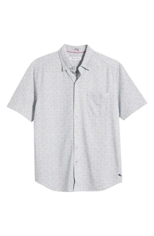 Tommy Bahama San Lucio Breeze Block Islandzone® Knit Short Sleeve Cotton Blend Button-up Shirt - Blue Ash