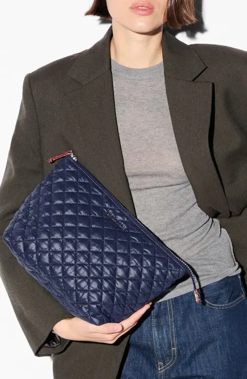 Mz Wallace Large Zoey Quilted Nylon Cosmetics Case