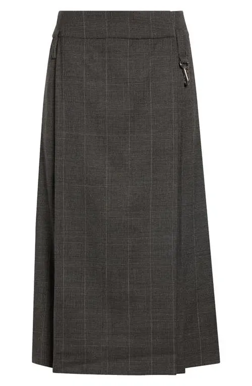 Simone Rocha Tailored Clip Kilt Glen Plaid Stretch Wool Midi Skirt - Peat