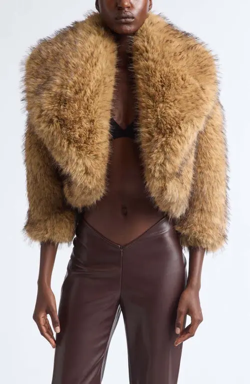 KIM SHUI Georgia Moon Faux Fur Jacket - Beige