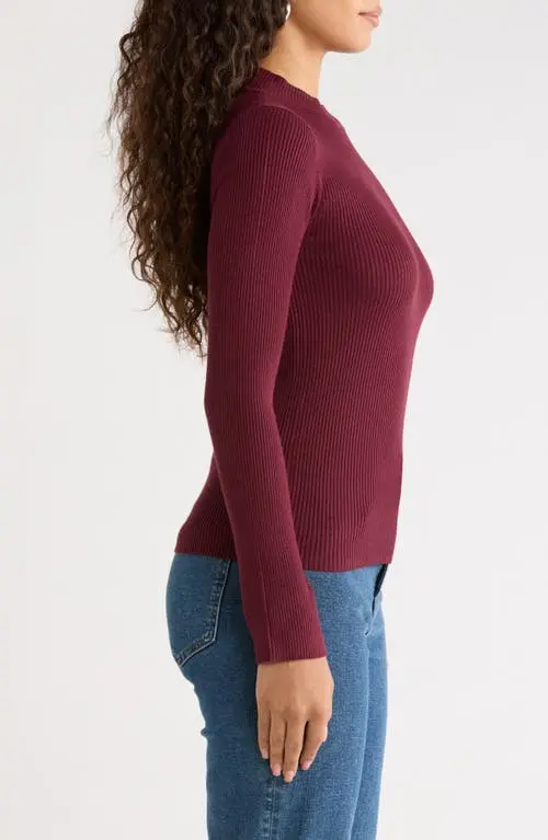 NOBODY'S CHILD Ribbed Mock Neck Top