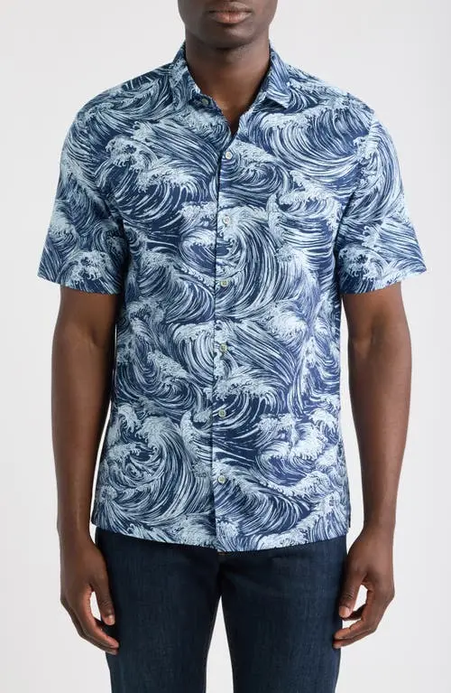 Tori Richard Gnarly Wave Print Camp Shirt
