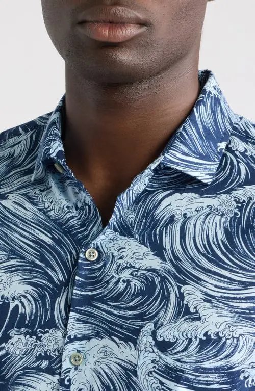 Tori Richard Gnarly Wave Print Camp Shirt