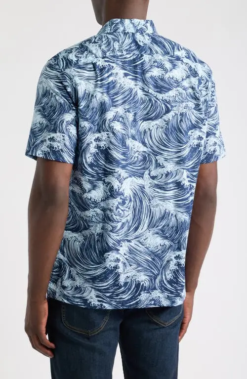 Tori Richard Gnarly Wave Print Camp Shirt