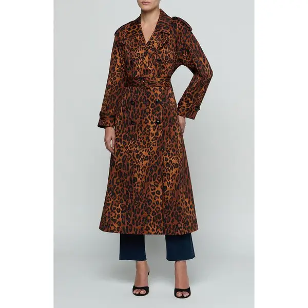 L'Agence Brinley Oversized Animal Print Trench Coat