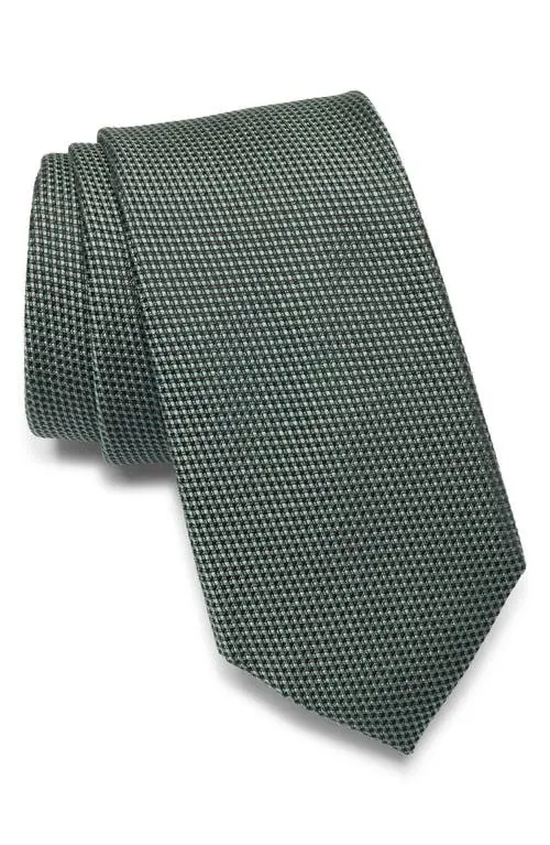 Nordstrom Banyan Solid Silk Jacquard Tie - Hunter