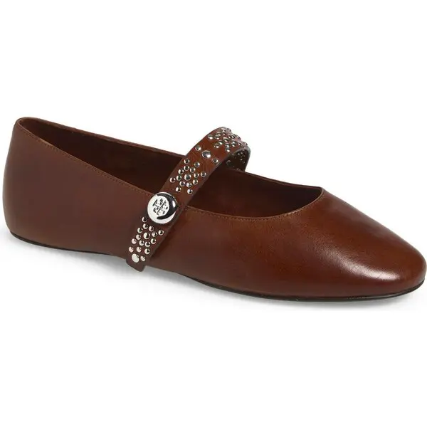 Tory Burch Romy Studded Mary Jane Flat - Cognac