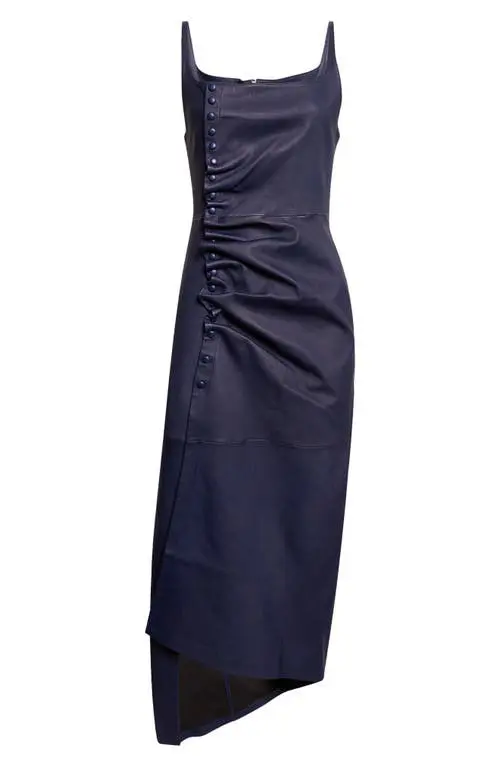 Rabanne Leather Snap Ruched Dress