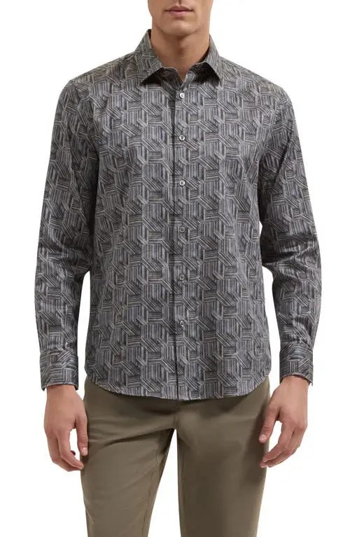 Bugatchi Julian Shaped Long Sleeve Button Up Shirt - Cement