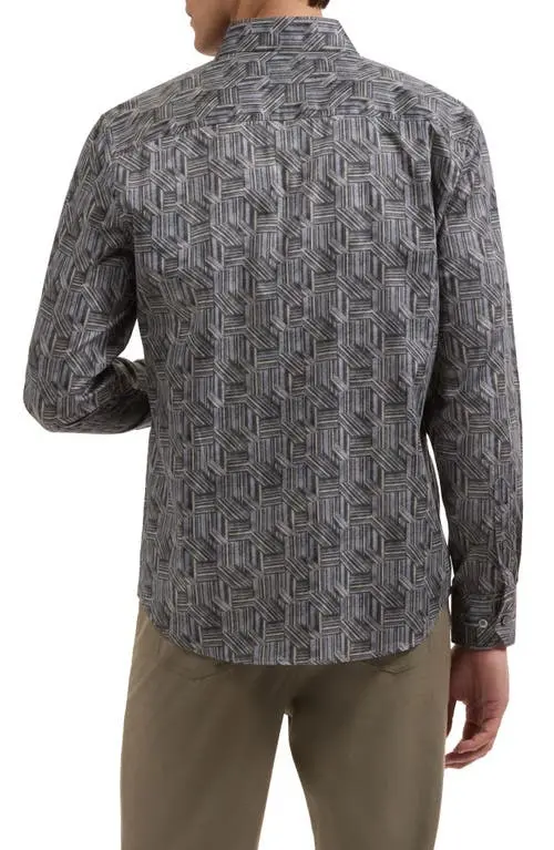 Bugatchi Julian Shaped Long Sleeve Button Up Shirt - Cement