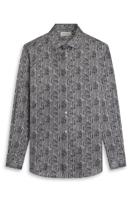 Bugatchi Julian Shaped Long Sleeve Button Up Shirt - Cement