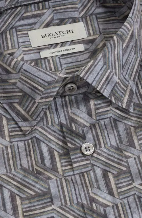 Bugatchi Julian Shaped Long Sleeve Button Up Shirt - Cement