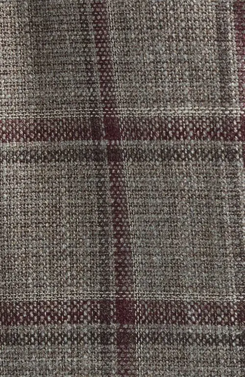 Isaia Overcheck Matte Effect Double Breasted Wool & Silk Jacket