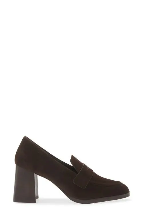 STUART WEITZMAN Vera Loafer With Stacked Heel - Espresso Suede