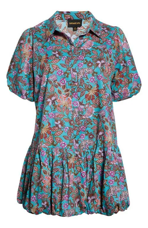 SUGARLIPS Printed Puff Sleeve Shirtdress